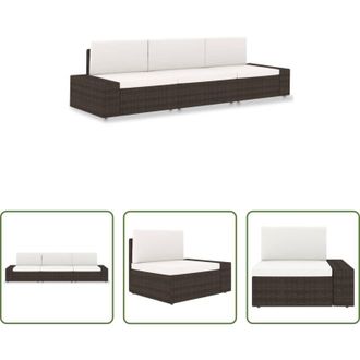 vidaXL vidaXL Poly Rattan Sofa - Modulares 3-Sitzer-Sofa Poly Rattan Braun
