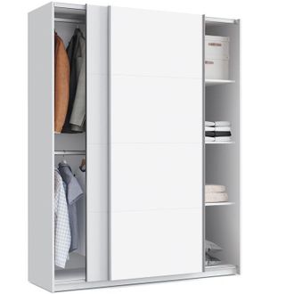 PEGANE Pegane - Armoire placard / meuble de rangement coloris Blanc - Hauteur 200 x Longueur 150 x Profondeur 62 cm