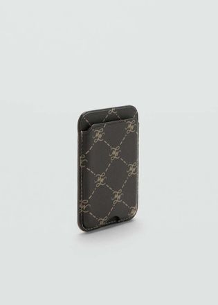 Mango Porte-cartes mobile &agrave; motif logo marron - Femme - Taille unique - MANGO