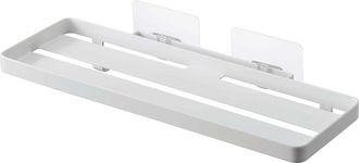 Yamazaki Tableware 5397 TOWER Klebehaken-Sanitärtablett, weiß, Stahl/Silikon, minimalistisch, 30 x 11.5 x 4.7(excluding film hook) cm