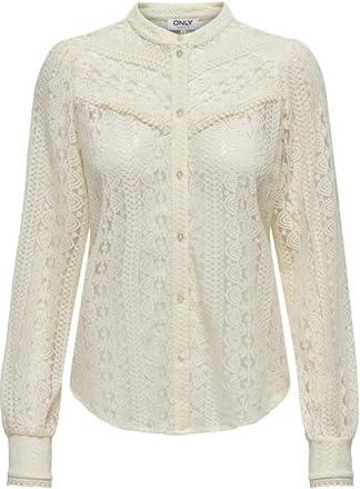 Only Onlreba Lace L/S Shirt WVN Noos Chemise, Egret, S Femme
