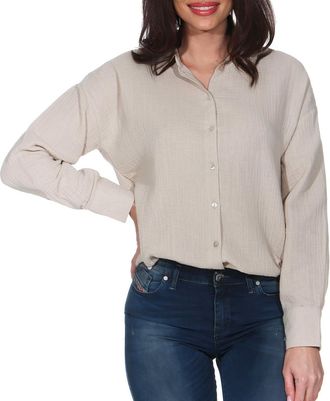 Vero Moda Damen Vmnatali Nia Ls Loose Shirt WVN Ga Noos, Silver Lining, X-Large