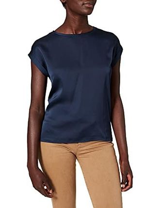 Vila Vila Viellette S/S Satin Top/Su-Noos T-Shirt, Blazer Bleu Marine, 44 Femmes