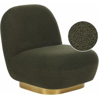 Beliani Sessel Dunkelgr&uuml;n Boucl&eacute; Stoff Gepolstert mit Goldenem Bein Ohne Armlehne Modern Elegant f&uuml;r Wohnzimmer Schlafzimmer Flur
