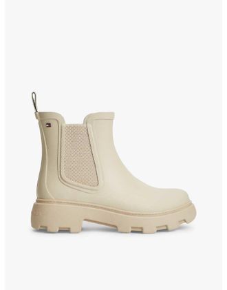 Tommy Hilfiger Bottines de pluie en caoutchouc &agrave; crampons et logo drapeau - Beige-Neutral
