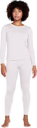 Lapasa Ensemble de sous-Vêtements Thermiques Femme Haut & Bas Maillot de Corps Manches Longues & Pantalon Chaud Automne/Hiver Blanc XXL