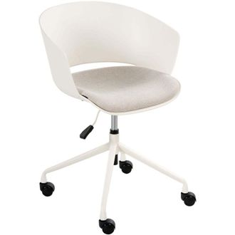 Beliani Chaise de Bureau en Tissu Pivotante Hauteur R&eacute;glable Blanc Cass&eacute; Gleeful