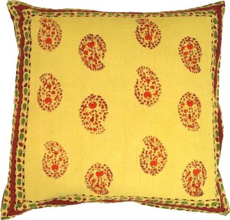 Guru Shop Boho Kissenbezug Blockdruck, Dekokissen, Indische Ethno Kissenh&uuml;lle, Traditionelle Herstellung - Muster 1, Baumwolle, Size:40x40 cm