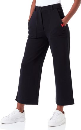 Love Moschino Moschino Damen Regular Fit Personalized Withlogo Rubber Label Casual Pants, Schwarz, 48 EU