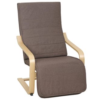 HOMCOM Lounge-Sessel mit Verstellbarer Fu&szlig;st&uuml;tze, Leinen gepolsterter Lounge-Sessel mit Holzgestell, Relax-Sessel f&uuml;r Schlafzimmer, B&uuml;ro, Arbeitszimmer, 66,5