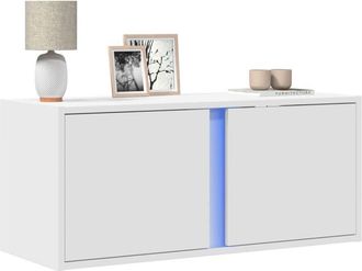 vidaXL Vidaxl - Meuble tv mural avec lumi&egrave;res led blanc 80x31x35 cm