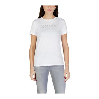 A|X Armani Exchange Femme, Tops, Blanc, Taille: 44 FR T-shirt &agrave; Manches Courtes et Col Rond
