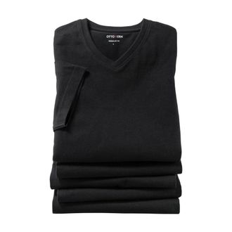 Otto Kern T Shirt Herren im 5er Pack, 5x Kurzarm-Shirts mit V-Ausschnitt, atmungsaktive T-Shirts Herren Schwarz und Wei&szlig; aus 100% Baumwolle, Schwarz, Gr. 4XL