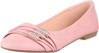 Elara Damen Ballerinas Bequem Lederoptik Strass Flach Chunkyrayan B069-BL-Pink-39