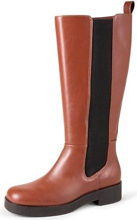 Amazon Essentials Botte haute à soufflet Femme, Brun Châtaigne, 37.5 EU