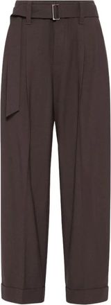 Brunello Cucinelli Pantalon pliss&eacute; avec ceinture - Femme - Pantalons - Brun - Taille: 42 FR