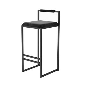 Generic Barhocker, Tresenhocker mit niedriger R&uuml;ckenlehne, quadratischer Barhocker mit Metallbeinen f&uuml;r K&uuml;cheninsel oder Theke