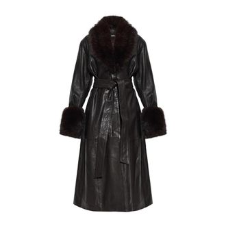 Rotate LederMantel mit G&uuml;rtel - - Coats - Damen - Braun - XS