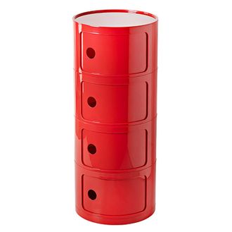 Generic Runder Nachttisch Mit Schubladen, 3-stufiger Beistelltisch Mit Schiebet&uuml;ren for Schlafzimmer, Wohnzimmer, Badezimmer (rot)(Red,4 Tier)