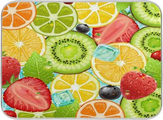 HMZXZ Mikrofaser Geschirrtrocknungsmatte für Küche Zähler 45.7x60.9cm Sommer- Obst Erdbeere KirschblüteZitrone Trockenmatte Saugfähig Geschirr Pad Abtropfma