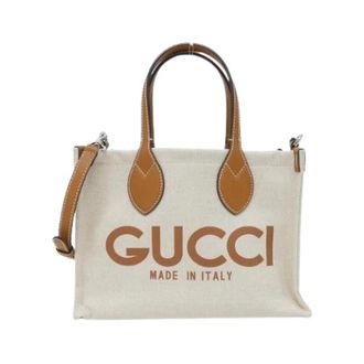 Gucci Pre-owned Baumwoll-Leinen Canvas Leder Schultertasche - - Pre-owned - Damen - Beige - ONE SIZE