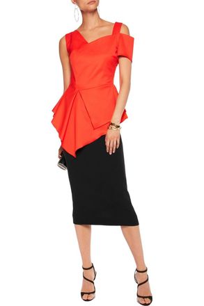 Antonio Berardi Red Peplum Asymmetric Top Size S