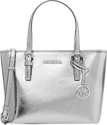 Michael Kors Jet Set Travel Sac fourre-tout m&eacute;tallique avec fermeture &eacute;clair sur le dessus Argent&eacute; Taille XS, Argent&eacute;, Medium, 35R3GM9M1L