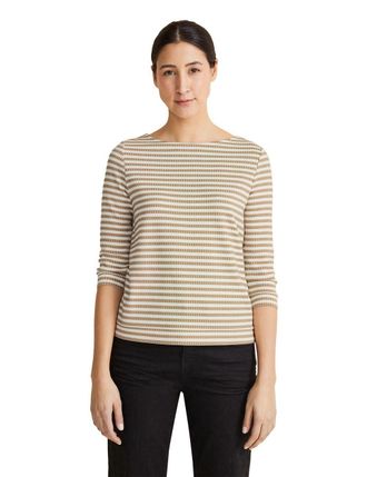 Street One Damen T-Shirt 3/4 Arm Gestreift, light smooth sand, 42