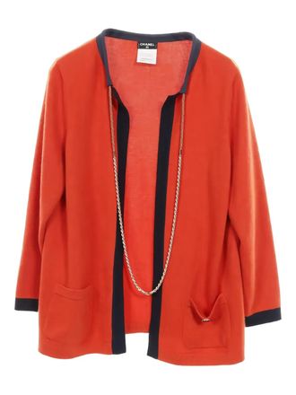 Chanel cardigan &agrave; d&eacute;tail de cha&icirc;ne (1986-1988) - Orange