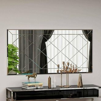 Dmora Spiegel Qamar, Spiegel mit Rahmen, Wanddekorationsartikel, Spiegeldekoration, 60x2h120 cm, Wei&szlig;, mit verst&auml;rkter Verpackung - Dmora