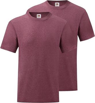 Fruit Of The Loom Lot de 2 t-shirts pour homme + sac de gym MyShirt inclus, Bourgogne mélangé + sac de gym Myshirt, L
