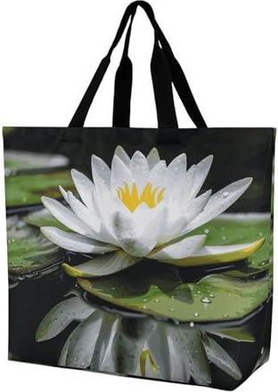 Generic N&eacute;nuphar Blanc Sac A Main Femme L&eacute;ger Sacs Pliable Sac Courses Pour Travail Gym Voyage