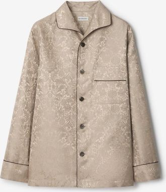 Burberry Seiden-Pyjamaoberteil mit Sonnenblumen, Size: 08