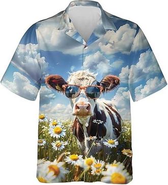 Keephen Dr&ocirc;le Fermier Vache Chemise Hawaiienne Femmes Hommes B&eacute;tail Impression 3D Chemise &agrave; Boutons Casual &Eacute;t&eacute; Chemisier Col &agrave; Revers Chemises