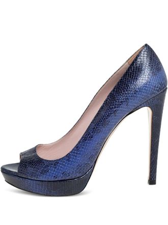 Miu Miu escarpins &agrave; effet peau de python 125 mm - Bleu