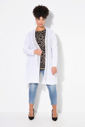 Miamoda Strickjacke Strickjacke l&auml;ngere A-Linie Strukturmix Wellensaum