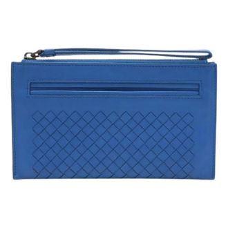 Bottega Veneta Pre-owned Intrecciato Kalbsleder Clutch Bag - - Pre-owned - Damen - Blau - ONE SIZE