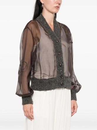 PANICALE Beaded Trim Knit Sweater - Gray