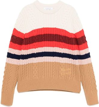 Maison Kitsun&eacute; Gestreifter Pullover mit Zopfmuster - Mehrfarbig