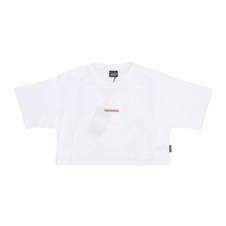 PROPAGANDA Wei&szlig;es Crop Tee mit Besticktem Logo - - Tops - Damen - Wei&szlig; - XS