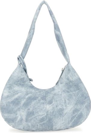 Ganni Womens Medium Bleached Hobo Bag Baby Blue Recycled Polyester Shoulder
