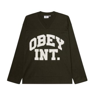 Obey Football Jersey Longsleeve Tee Rosin - Homme - Tops - Vert - Taille: M