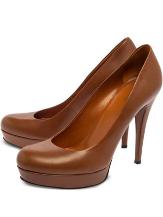 Gucci escarpins en cuir à plateforme 115 mm - Marron
