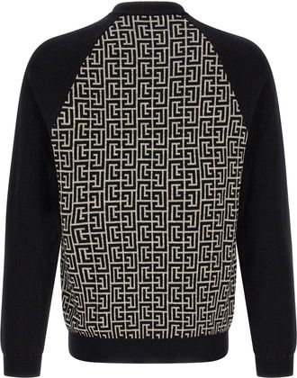 Balmain PB Monogram Jacquard Sweater - Black