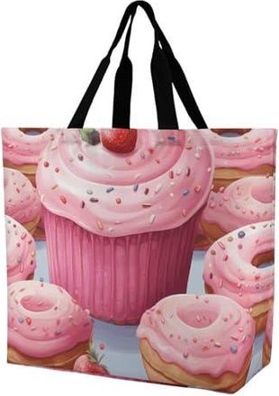 Generic Beignet Roses Et Cupcake Sac Cabas Imperm&eacute;able Sacs De Courses R&eacute;utilisable Sac A Main Femme Pour Quotidienne Shopping Universit&eacute;