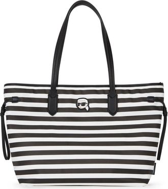 Karl Lagerfeld Gestreifte Ikon Karl Tote Bag - Schwarz