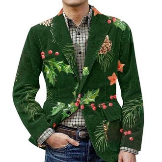 Generic Blazer de Noël pour homme avec motif à carreaux et flocons de neige Veste de costume pour les occasions festives Design moderne Manches longues Veste 