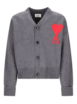 Ami cardigan à boutons à logo - Gris