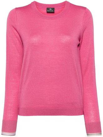 Paul Smith pull en laine m&eacute;lang&eacute;e &agrave; bords nervur&eacute;s - Rose