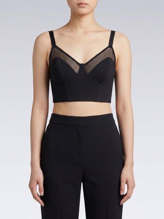 Elisabetta Franchi Top bustier court en m&eacute;lange de laine vierge et tulle